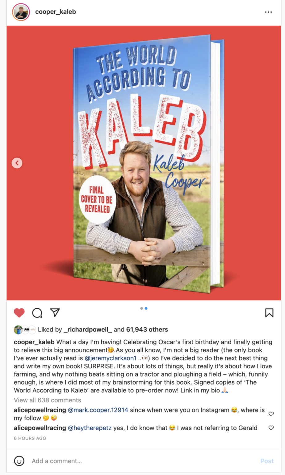 Clarkson’s Farm star Kaleb Cooper to release his first book - Farmers Guide